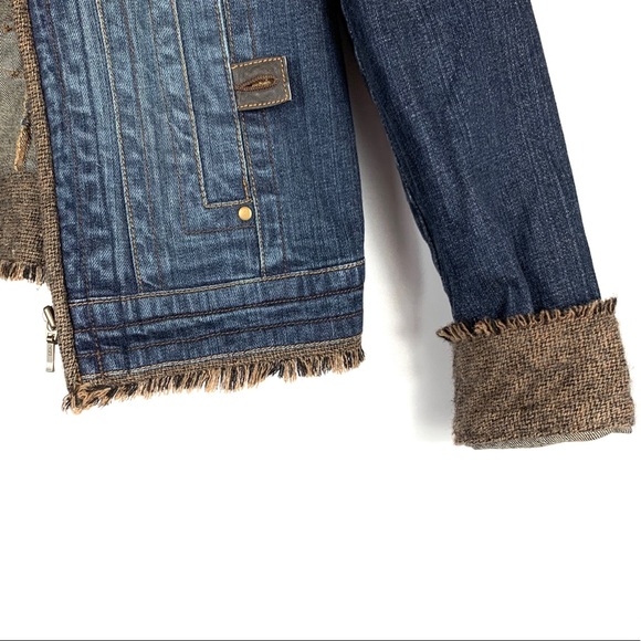 CAbi | Jackets & Coats | Cabi Denim Jacket With Brown Fringe Trim ...